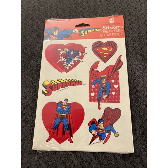 Other | Vintage Superman Stickers Valentines Pack Of 4 Sheets H15 ...